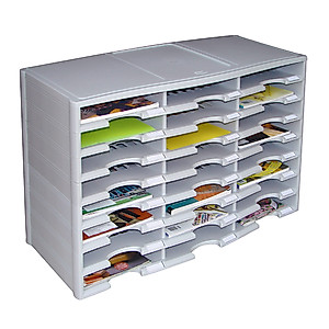 Storex 24 Compartment Literature Organizer, Gray