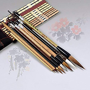 diandiandidi Chinese Brush, Writing Brush for Professional Calligraphy Kanji Japanese Sumi-e Drawing (8-Pieces Set)