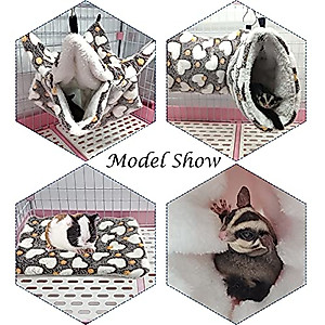 Vehomy 3Pcs Sugar Glider Hamster Hammock Hanging Tunnel and Warm Bed Soft Mat Set for Small Animals Hanging Hammock Cage Accessories Hideout Swing for Squirrel Ferret Rat Chincilla Guinea Pig