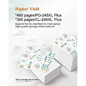 Remanufactured Ink Cartridge Replacement for Canon 245 246 XL Plus PG-245XL CL-246XL Combo Pack for Cannon PIXMA MX490 MG2522 MG2920 MG2922 TS302 (2 Pack)