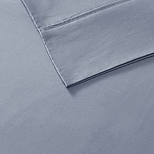 Gracie Mills Cotton and Polyester Cross Weave Sateen 4 Piece Sheet Set, Blue - King