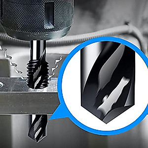 6 Packs Combination Drill & Taps Bit Set, Screw Tapping in SAE Size 6-32nc 8-32nc 10-32nc 10-24nc 12-24nc 1/4-20nc with Anti-Rust Black Coating, 1/4” Hex Shank and Storage Case