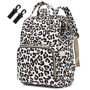 Yusudan Leopard Diaper Bag Backpack for Baby Boys Girls, Waterproof Large Nappy Bags for Mom & Dad