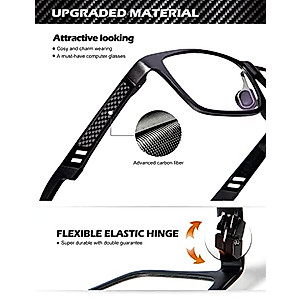 ANYLUV Blue Light Blocking Glasses Men Computer Gaming Glasses Rectangle Metal frame Anti Eyestrain UV400 Clear Lens