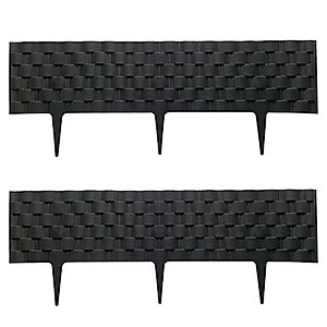 Lawn Edge Garden Fence, 6021cm Decorative Garden Wedding Fencings, 2Pcs Black Rattan Effect Edging Fence, Detachable Lawn Edge Fencing for Yard Garden Patio Backyard Décor