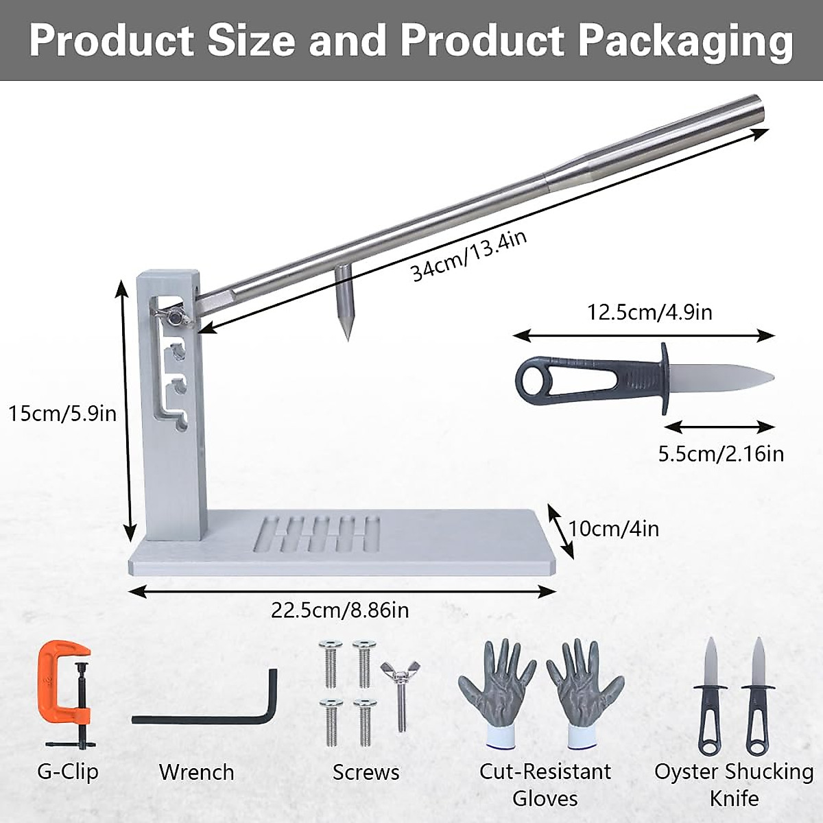 Aetwhy Oyster Shucker Tool Set, Adjustable Oyster Opener Machine Portable Oyster Shucker Machine Including Shucking Knife, Glove & G-Clip for Hotel Buffet Family