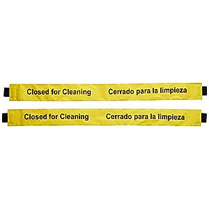 HAYLINS Restroom Closed for Cleaning Sign with Magnetic Ends (2 Pack) English & Spanish Nylon bathroom door signs 42"x 3.5"