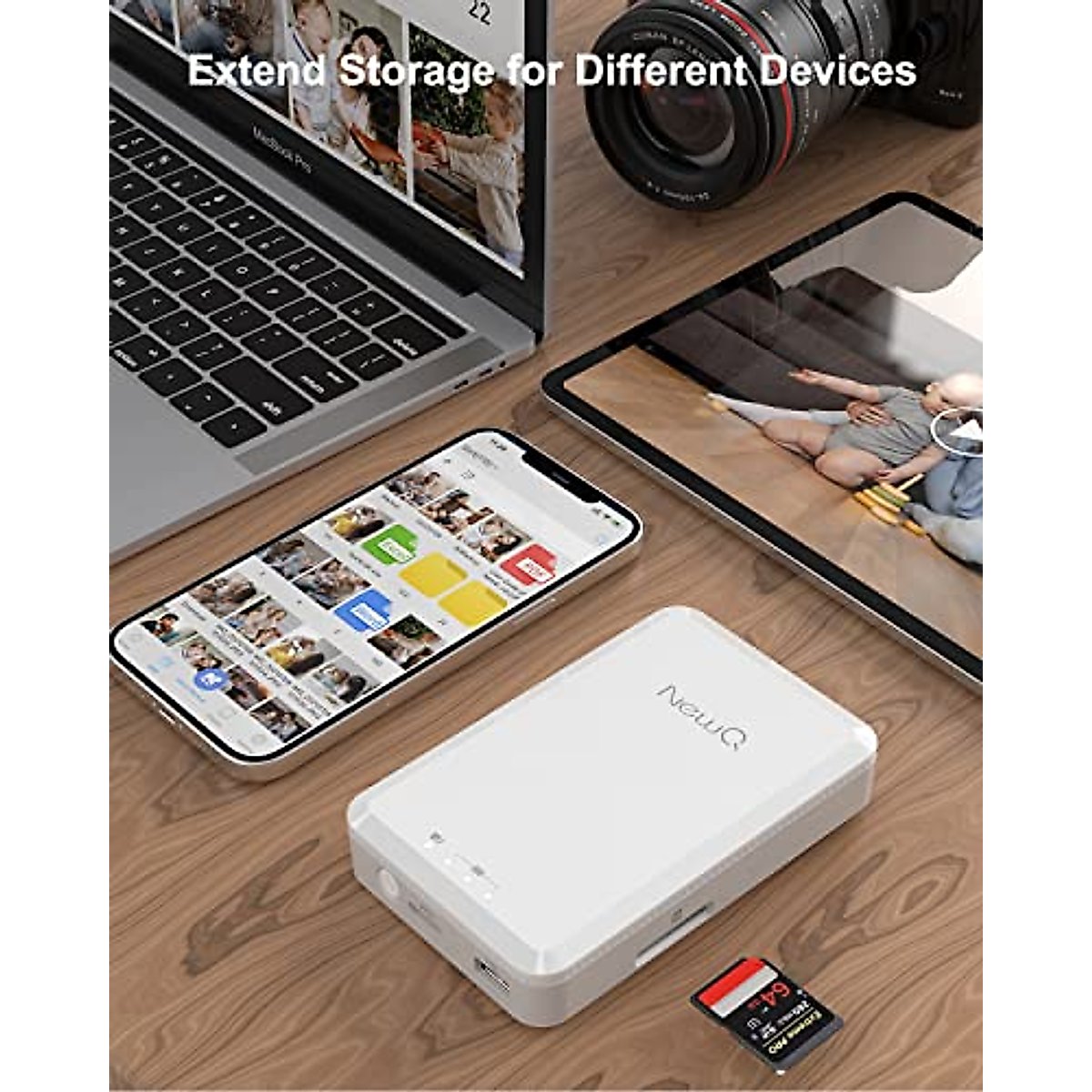 NEWQ Hard Drive for Phone Computer: 2 TB Photo Stick Portable Storage Device External HDD USB Flash for iPhone & iPad & Android Cellphone Backup Picture | Photo | Video | Data (2TB)