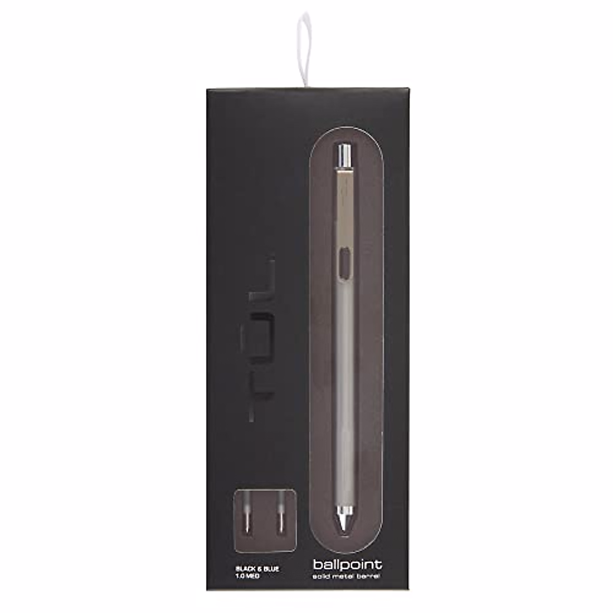 TUL® Fine Writing Solid Metal Barrel Ballpoint Pen With 2 Refills, Medium Point, 1.0 mm, Silver Barrel, Assorted Ink Colors