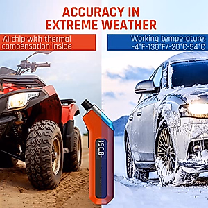 ETENWOLF Digital Tire Pressure Gauge 3-200 PSI, Industrial Tire Gauge Calibrated to ANSI B40.7 Grade 2A(±0.5%), Replaceable AAA Batteries with Presta Valve Adaptor (Vivid Orange)