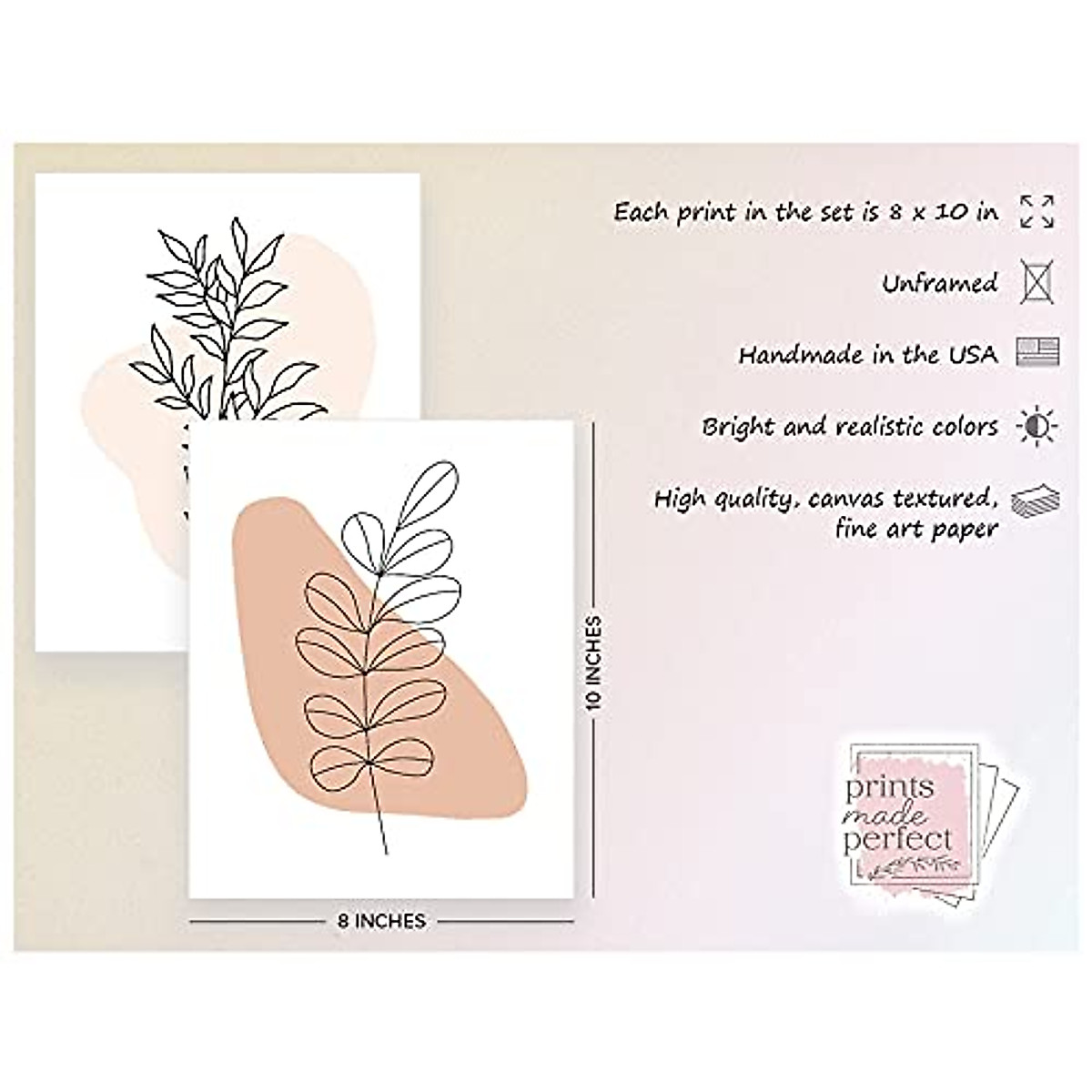 Line Art - Minimalist Decor - Floral Abstract Prints - Set of 6 (8x10) - Unframed