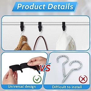 6 Pcs Ice Shelter Coat Hooks Stainless Steel Accessory Hanger for Ice Fishing Shelters Stroller Hooks for Hanging Storage Stroller Clips for Bags Diaper Purse Groceries Pram Shopping Pushchair, Black