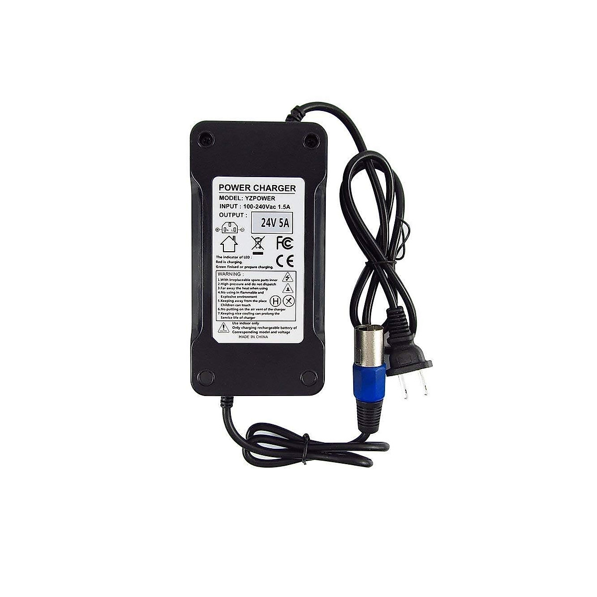 24V 5A Battery Charger, 24BC5000TF-1, Jazzy charger Adapter for Lakematic 3-Pin Male XLR Connector for Jazzy 1107,1121, 1121 HD, 614, 614 HD