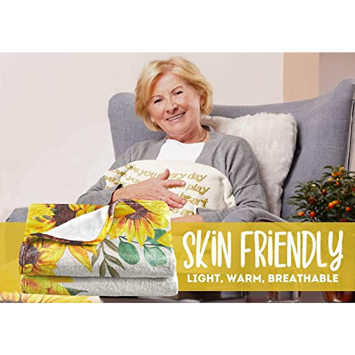 InnoBeta Gigi Sunflower Throw Blanket - Gigi Gifts for Grandma - Flannel Blankets Gift for Gigi on Christmas, Birthday, or Thanksgiving - 50" x 65"