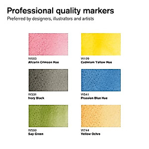Winsor & Newton ProMarker Watercolor Marker Set, 6 Count, Basic Tones