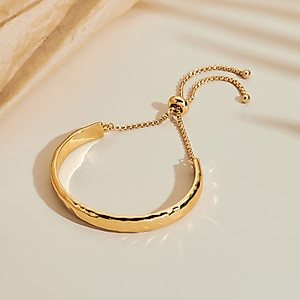 ENSKEFEN 14K Gold Bracelets for Women Gold Bangles Adjustable Slider Bracelet Bangle Bracelets for Women Gold Dainty Cuff Bracelet Minimalist Jewelry