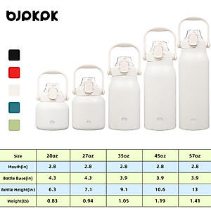 BJPKPK Insulated Water Bottles with Straw, 27 oz Cute Water Bottles with Handle, BPA Free Stainless Steel Metal Water Bottles, Easy Carry Thermos Water Bottle for Men & Women, White