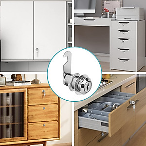 Pertinel Cam Locks Cabinet Locks Keyed Alike, 1-3/8'' (Length) Cylinder Fits on 1-1/8'' Max Panel Thickness, Secure Files Drawers RV Storage Locks Replacement Set, Zinc Alloy (1-3/8 Inch 2Pcs)