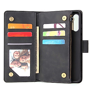 Asuwish Compatible with Huawei P30 Lite Wallet Case Tempered Glass Screen Protector and Leather Flip Cover Card Holder Stand Cell Accessories Phone Cases for Hawaii P30Lite P 30 30Lite Women Men Black