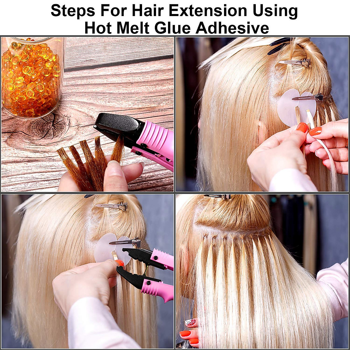 100 g Granule Pellet Granule Bead Hot Fusion Extensions Tool Hot Keratin Glue Tips for Hair Extension Nail Design (Clear)