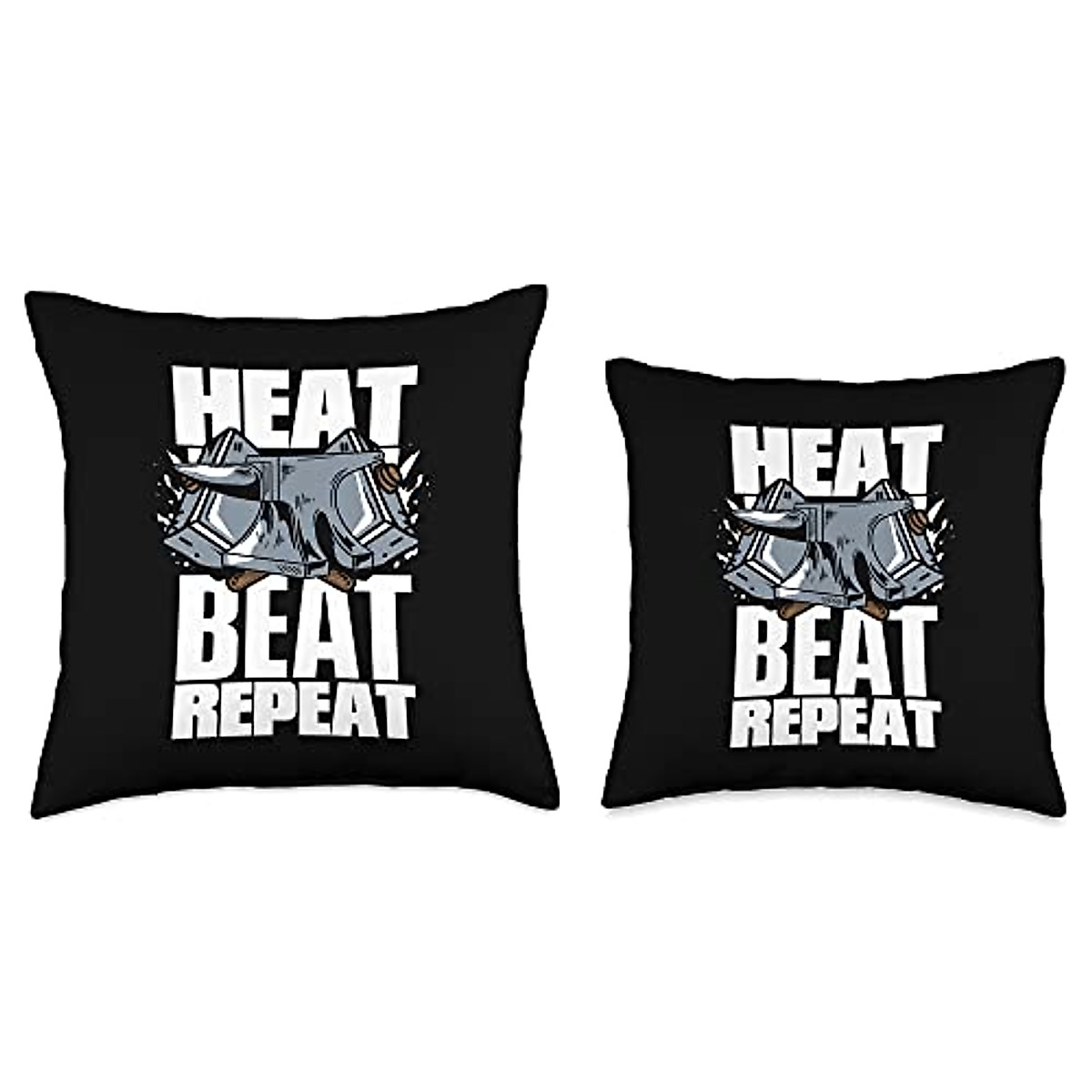 Forging Equipment Starter Kit Gifts For Beginners Heat Beat Repeat Hobby Legend Forging Anvil Blacksmith Throw Pillow, 18x18, Multicolor