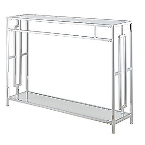 Town Square Chrome Console Table with Shelf, Glass/Chrome