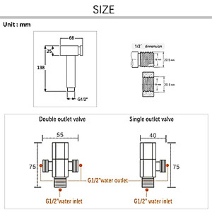 MINJING Handheld Toilet Bidet Sprayer with Pushing Button, Rose Gold Bathroom Shower Set, Solid Brass Bidet Faucet for Cold Water, Wall Mount Square Cloth Diaper Sprayer,B Set