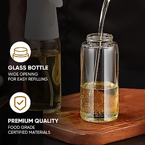PUZMUG Oil Sprayer for Cooking - 200ml Glass Olive Oil Sprayer - Continuous Oil Spray Bottle with Portion Control - Olive Oil Dispenser Bottle - Oil Dispenser Bottle For Kitchen, Air Fryer, Salad, Bbq