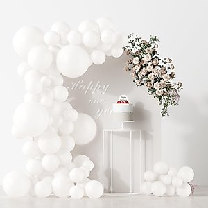 DECOCKRAT 89pcs White Balloons, Latex Balloons Different Sizes 18/12/10/5 Inch, Helium Balloons with Ribbon, Party Balloon Set for Birthday Wedding Graduation Anniversary Baby Shower Decorations.