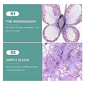 Sheer Mesh Wire Glitter Butterfly, Wedding Decorative Butterflies Decors with Gem, Craft Organza Butterflies for DIY Craft Wedding Home Decor, 50pcs