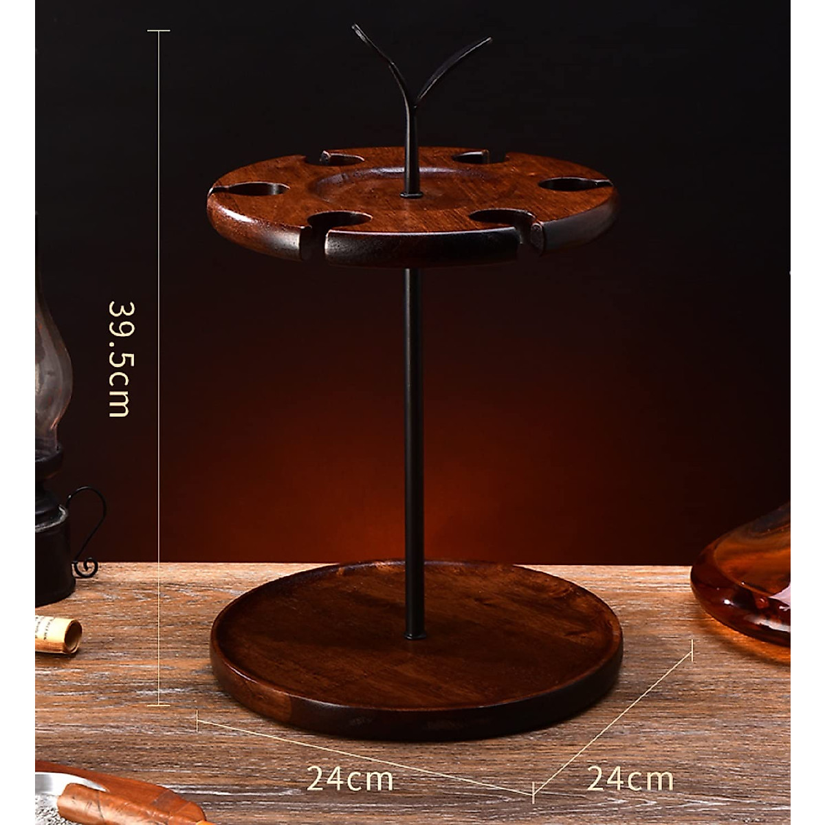 INMTIE 6-Hook Metal Wine Glass Holder Countertop Stemware Rack Tabletop Stemware Storage Rack Weighted Base Display Stand