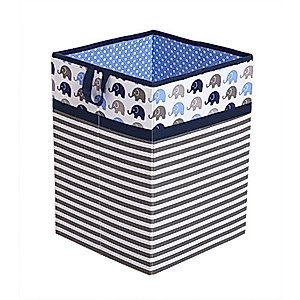 Bacati Collapsible Storage Hamper, Elephants, Blue/Grey, One Size