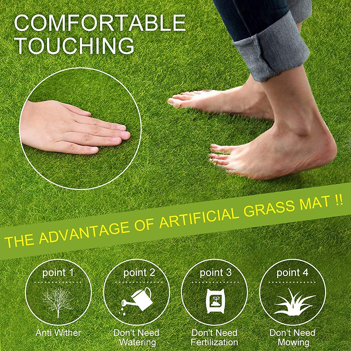 Estink Artificial Turf, Outdoor Carpet Synthetic Miniature Garden Ornament DIY Craft Rug Landscaping Artificial Lawn for DIY Micro Landscaping and Mini Gardening Props, 6 x 6inch