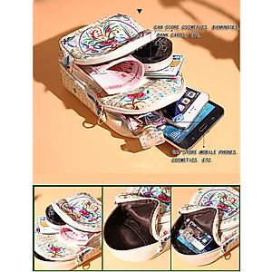 Canvas Crossbody Bag Cell phone Pouch Coin Purse for Women OR Girls Embroidery (HX15-Blue+Purple)