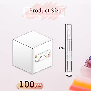 WEBBYBEAR 100 Pieces 3 ml Empty Cuticle Oil Pen, Empty Nail Oil Pen, Transparent Twist Pens with Brush Tip, Cosmetic Lip Gloss Containers Eyelash Growth Liquid Tube, with 5 Stickers