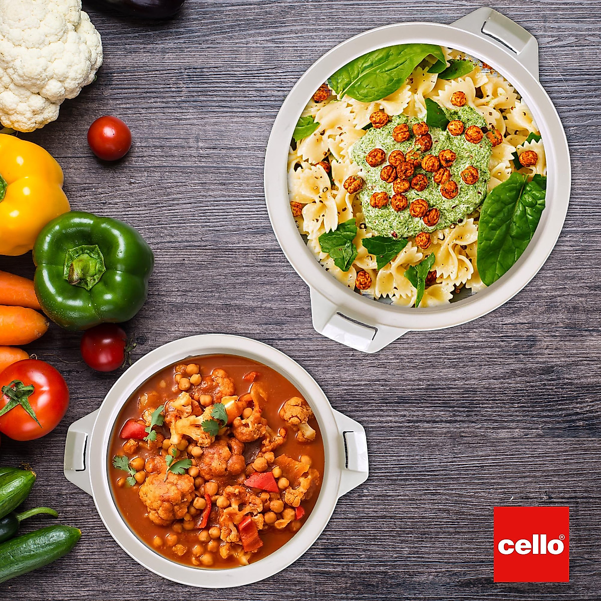 Cello Chef Super 3 pcs Insulated Hot Pot Casserole Gift Set 1500ml, 850ml, 2500ml (White)