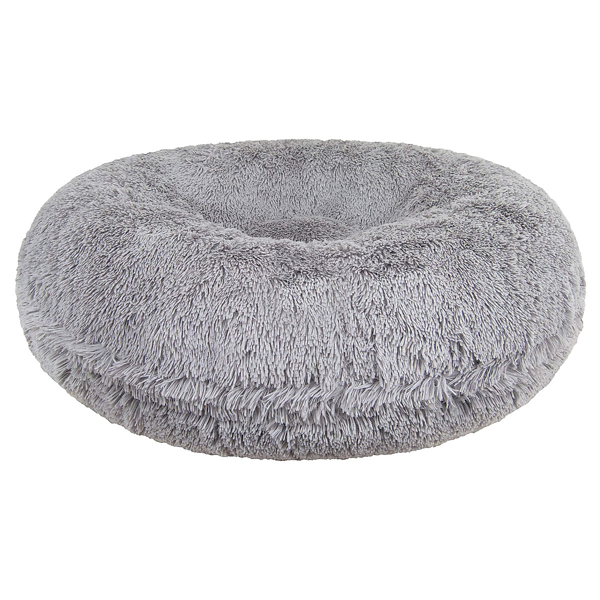 Bessie + Barnie Bagel Dog Bed - Extra Plush Faux Fur Dog Bean Bed - Circle Dog Bed - Waterproof Lining and Removable Washable Cover - Calming Dog Bed, Grey Seal, L - 42" (Bagel-GYSL-LG)