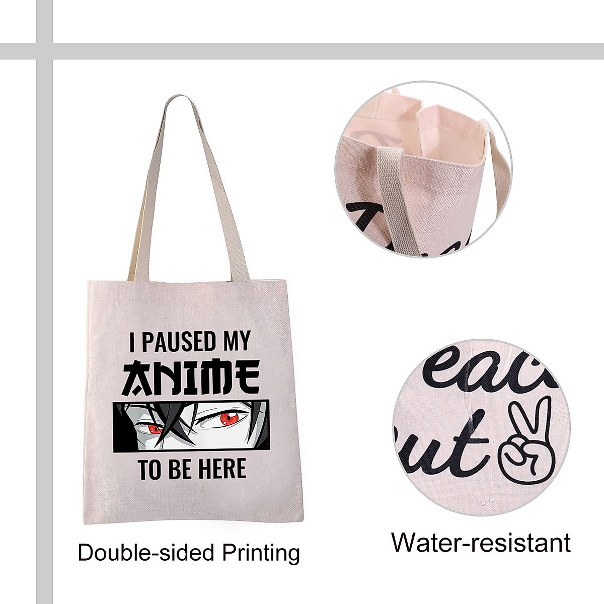 VAMSII Anime Tote Bag I Paused My Anime to be Here Funny Anime Gifts Anime Lover Gifts Shoulder Bag Lover Gifts(Tote Bag)