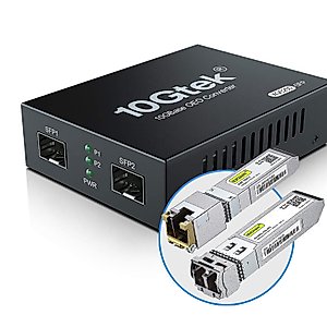 10GbE SFP+ Media Converter, Fiber to 10G Copper UTP Ethernet Media Converter, with a 10GBase-T Reach 30 Meters Transceiver and a SFP+ SR Module (300m, MMF, 850nm)