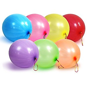 LEEZZIZZ 32Pcs Punch Balloons, Thickened Punching Balloon Heavy Duty Party Favors For Kids, Bounce Balloons with Rubber Band Handle for Birthday Party