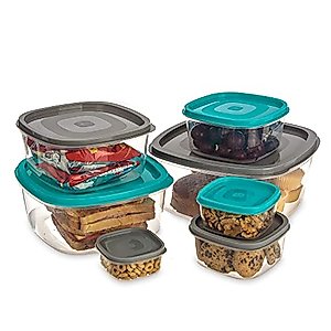 LIVIVO 7pc Stacking Food Storage Containers Set with Fitted Colourful Lids for Freshness, Space-Saving Tubs for Organising Cereals, Pasta, Rice and Other Dry Goods, Craft Materials etc