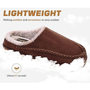 KuaiLu Mens Slippers with Orthotic Arch Support Suede Faux Fur Fluff Plush Wool-like Warm House Shoes Comfortable Slip-on Bedroom Indoor Outdoor Clogs Slippers for Man, Size Brown 11