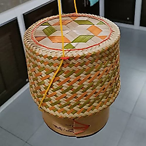 Heavens Tvcz Bamboo Sticky Rice Serving Basket Handmade ''KRA-Tip'' Thai Laos Traditional Weave Wickerwork with Vegetable Based Dye Serving Keep Sticky Rice Warm for Family