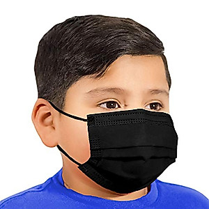 50 Pack of 4 ply ASTM Level 3 Kids Disposable Face Mask with Breathable Material And Flexible Nose Bridge Made in USA Jet Black