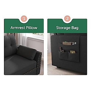 HONBAY Reversible Sectional Sofa L-Shape Sofa Convertible Couch 4-Seater Sofas Sectional for Apartment Deep Grey