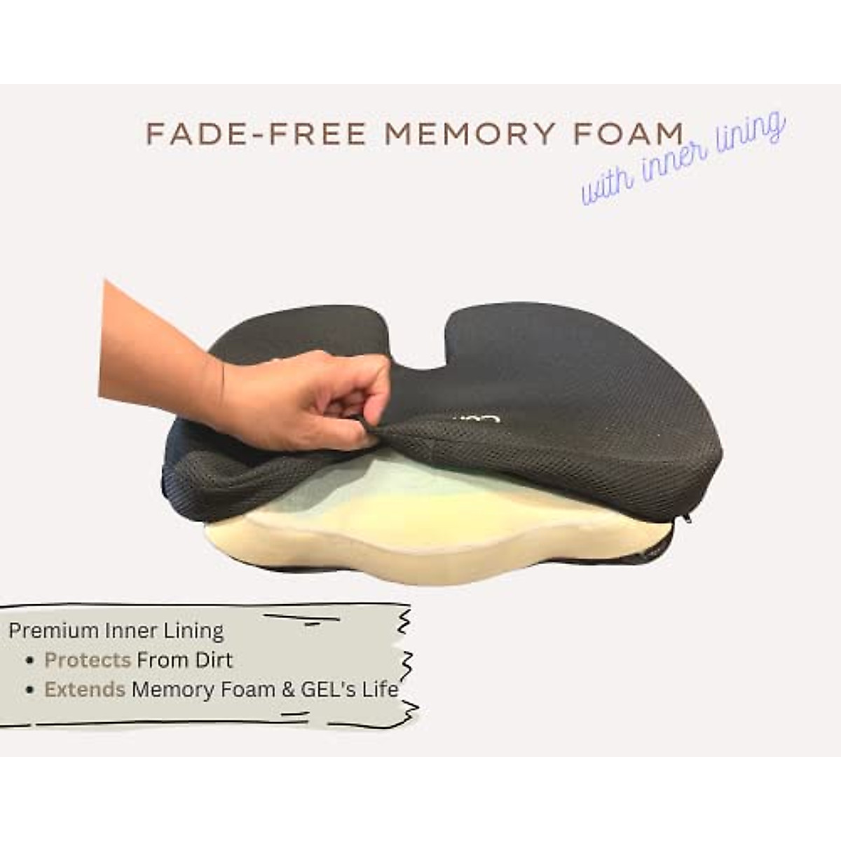 Comfilux Gel Car Seat Cushion - Office Chair Memory Foam for Butt, Sciatica Comfort - Ergonomic Coccyx, Back, Tailbone Pain Relief Pad - Pillow for Automotive Drivers, Computer Desk Chairs