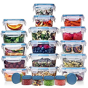 Shazo 44PCS Food Storage Containers with Lids, HUGE SET, Plastic Food Containers with Lids for Kitchen Organization, Airtight Leak Proof, Meal Prep, Easy Snap Lock Lunch Box, BPA-Free Storage Container