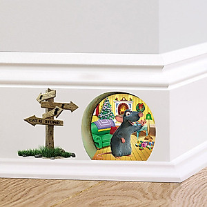 ufengke Mouse Hole Christmas Wall Decals, Children's Room Nursery Removable Wall Stickers Murals