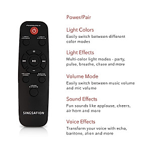 Professional Karaoke Machine for Adults and Kids - Singsation XL Portable Karaoke System - 60 Voice & 10 Sound Effects, 2 Karaoke Mics, 25 Room-Filling Light Show & Works w/Bluetooth