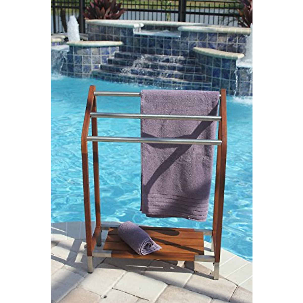 AquaTeak Sula Teak & Stainless Steel Towel Stand